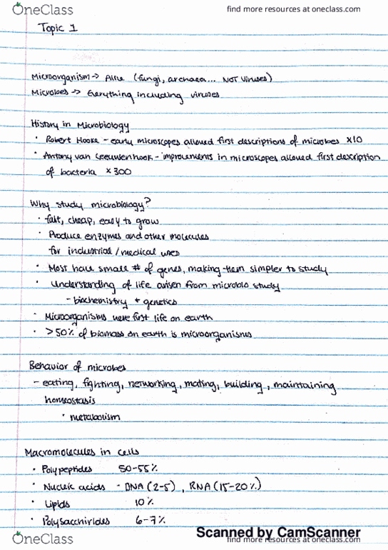Biol240 Lecture 1 Intro To Microbiology Oneclass