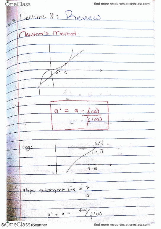 MATH 10A Midterm: Review for First Midterm (Lecture 8) - OneClass