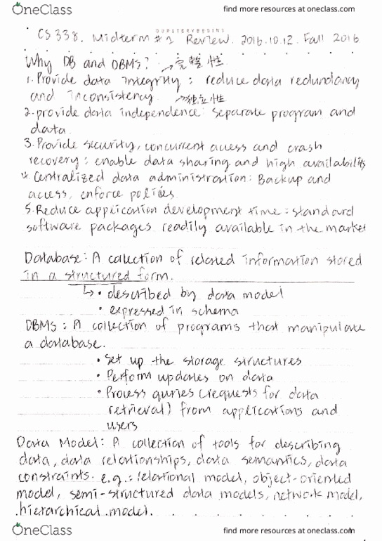 Cs338 Midterm Cs338 Midterm 1 Review Oneclass