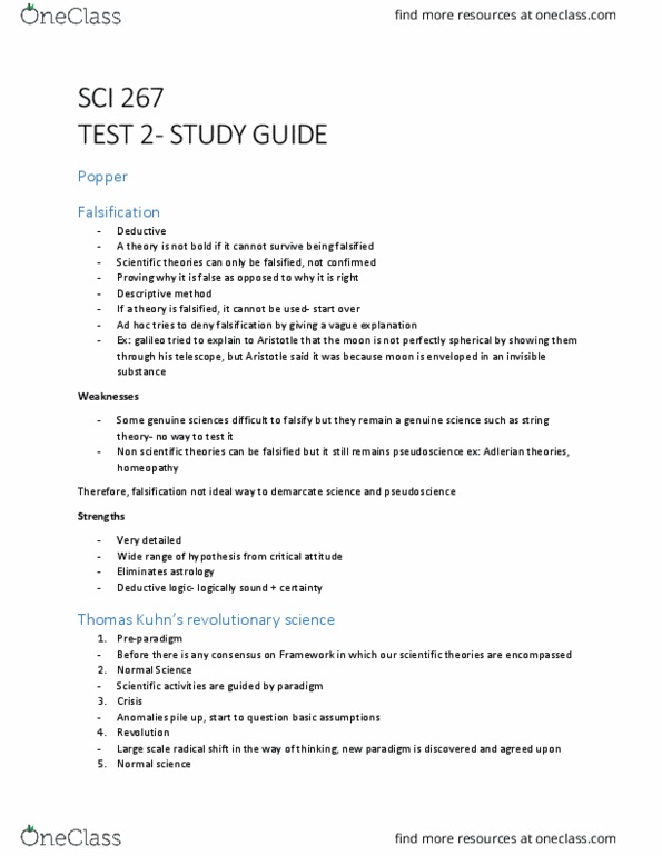 SCI267 Study Guide - Fall 2016, Midterm - Phlogiston Theory, Chinese ...