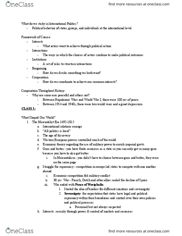 Psci 1102 Lecture Notes Fall 2016 Lecture 1 Pax Britannica Warsaw Pact Axis Powers 7942