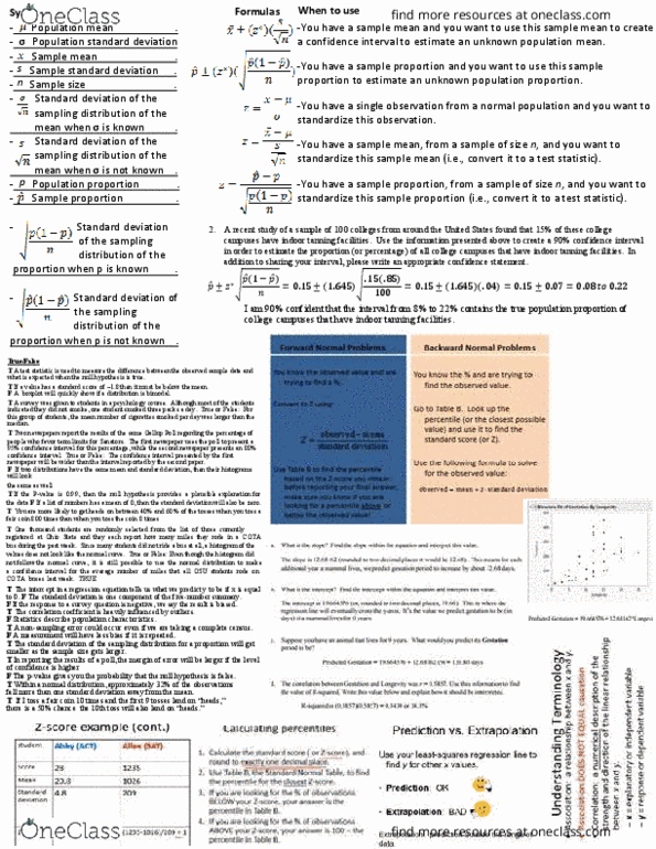 STAT 1350 Final: Symbols and_Formulas - OneClass