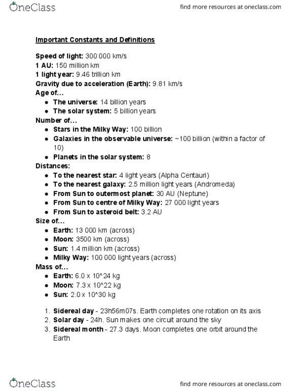 ASTR 207 Study Guide - Fall 2016, Quiz - Sidereal Year, Observable ... ASTR 207 Study Guide - Fall 2016, Quiz - Sidereal Year, Observable ...