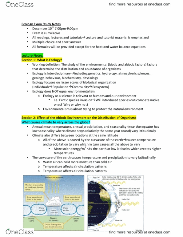 BIOL 2060 Final: BIOL 2060: Ecology Exam Study Notes - OneClass