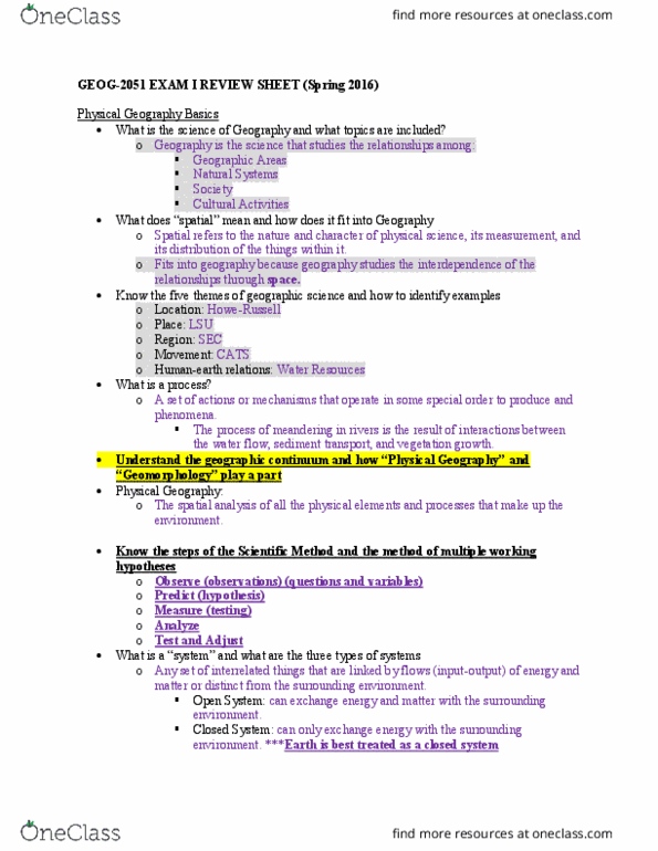 GEOG 2051 Midterm: Exam 1 Review (GEOG 2051) - OneClass GEOG 2051 Midterm: Exam 1 Review (GEOG 2051) - OneClass