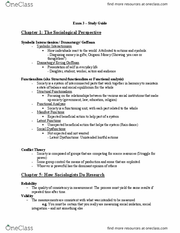 SOC 101 Study Guide - Fall 2016, Final - Charlton Ogburn, Wunc (Fm ...