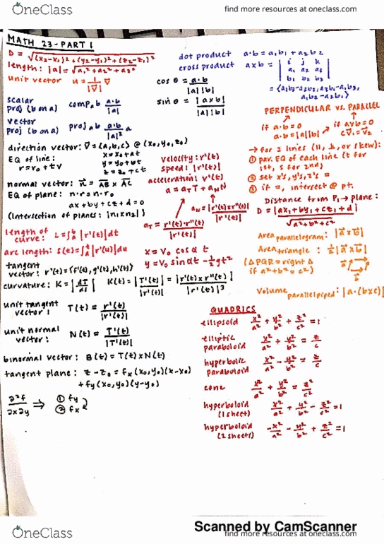 MATH 23 Final: MATH 23 Condensed Final Study Guide - OneClass