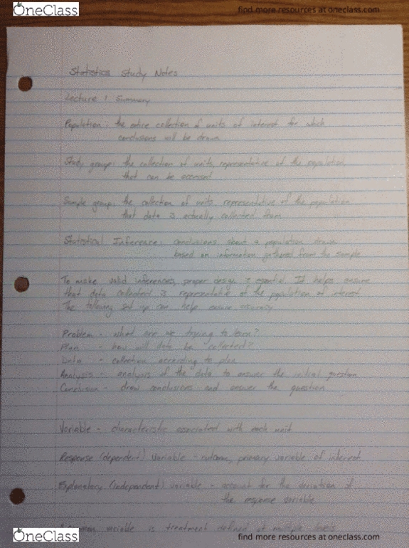 Stat202 Lecture 1 Stat 1 Oneclass