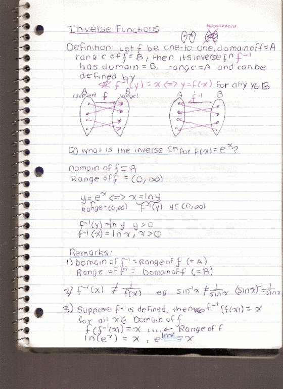 Math127 Lecture Inverse Functionspdf Oneclass
