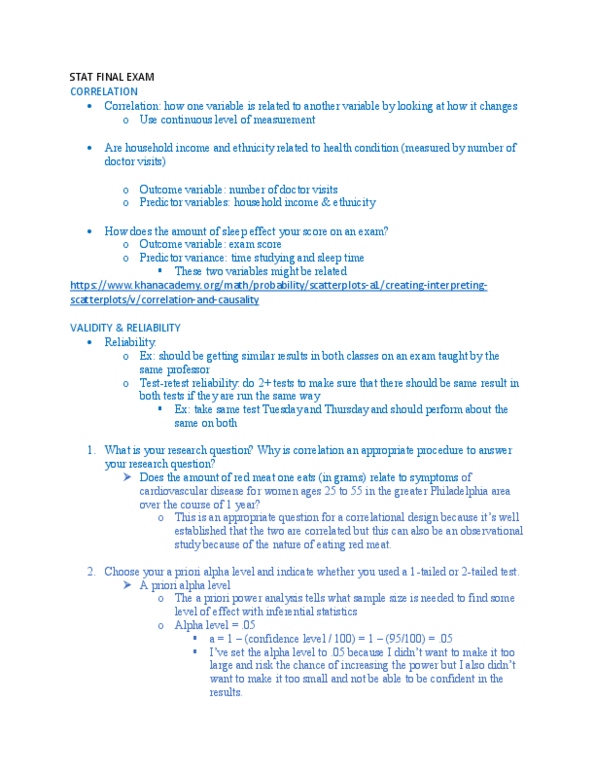 STS 350 Final: STAT FINAL EXAM - OneClass