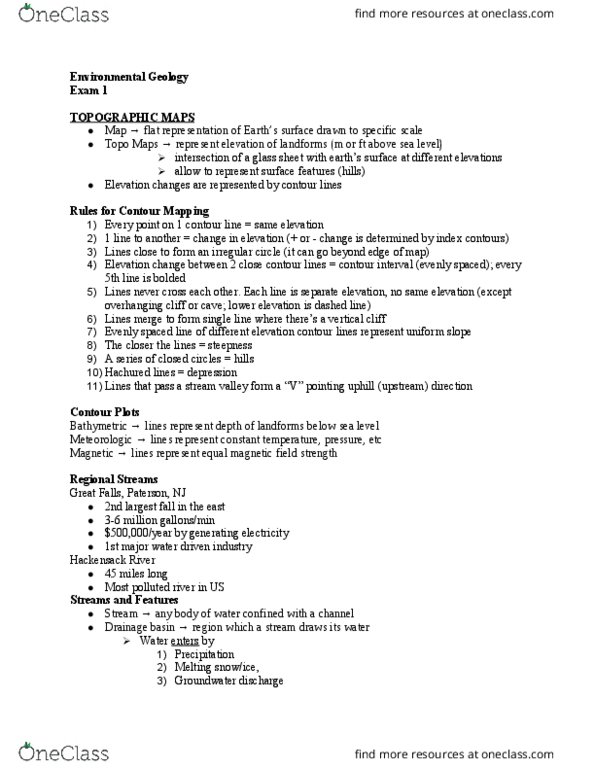 01:460:207 Midterm: Environmental Geology Exam 1 Study Guide - OneClass