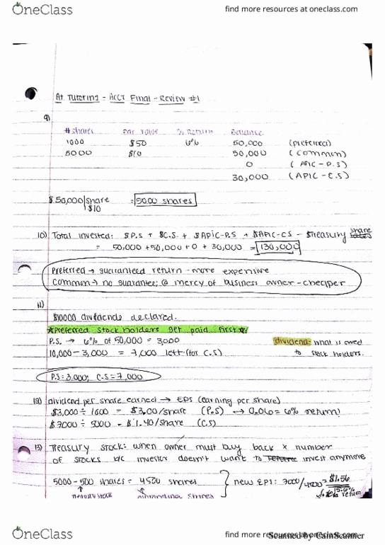 Acct 209 Final Acct Final Review 1 Oneclass