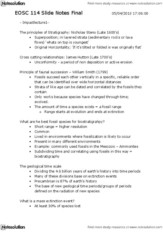 EOSC 114 Final: EOSC 114 Final Notes Impact.docx - OneClass EOSC 114 Final: EOSC 114 Final Notes Impact.docx - OneClass