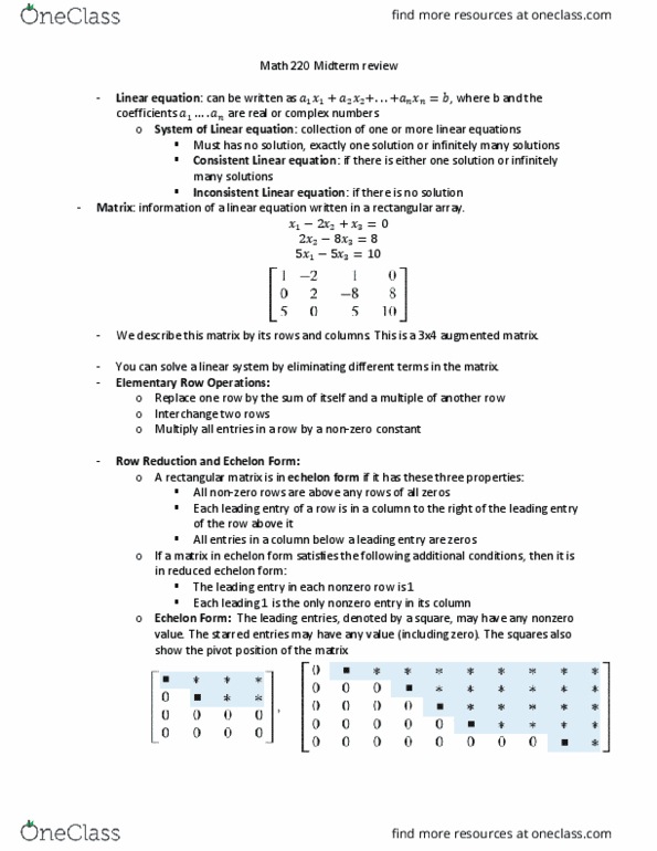 MATH 220 Midterm: Math 220 Midterm review - OneClass MATH 220 Midterm: Math 220 Midterm review - OneClass