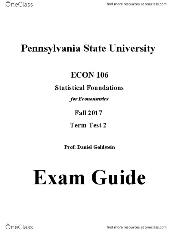 ECON 106 Study Guide - Fall 2017, Midterm - Qnx, Blood Alcohol Content ...