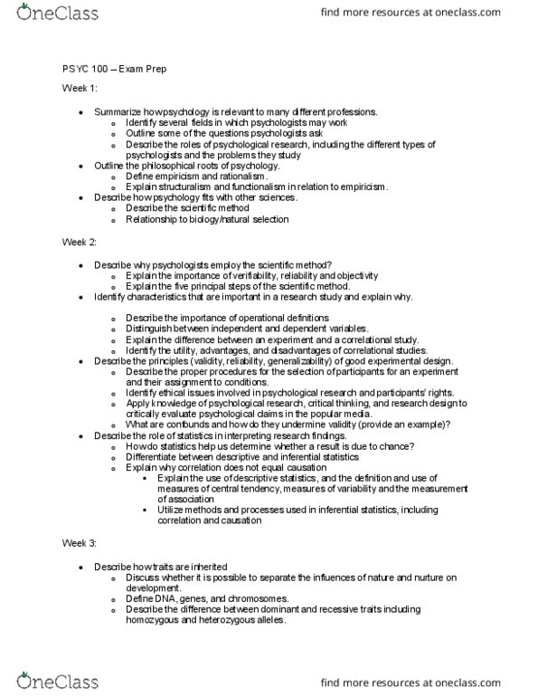 PSYC 100 Study Guide - Fall 2017, Midterm - Long-Term Memory, Sensory ... PSYC 100 Study Guide - Fall 2017, Midterm - Long-Term Memory, Sensory ...