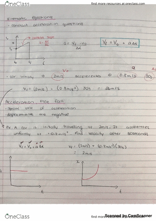 PHYS 100 Final: 2. kinematic equations - OneClass
