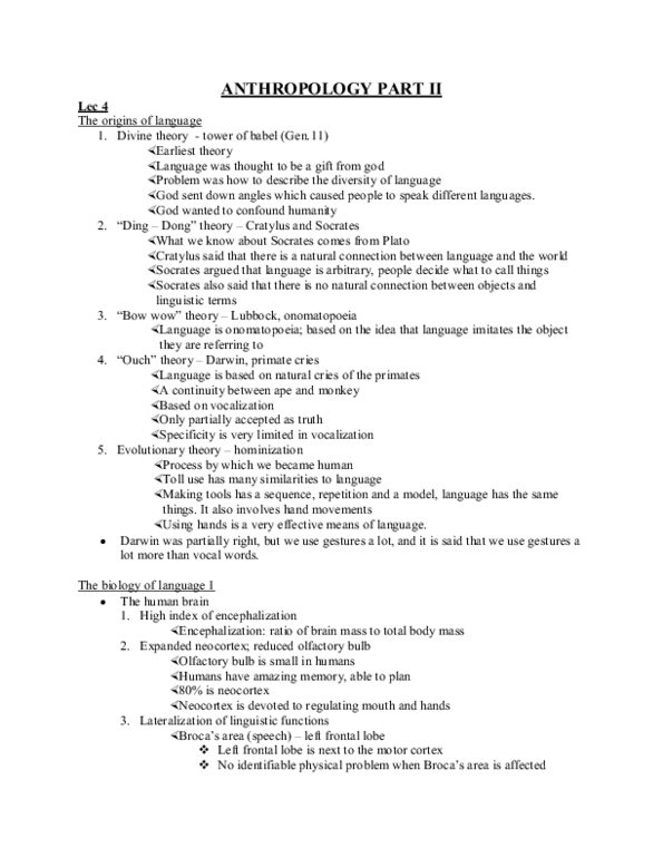 ANTA02H3 Lecture : Lec 4 notes for ANTA02 - OneClass ANTA02H3 Lecture : Lec 4 notes for ANTA02 - OneClass