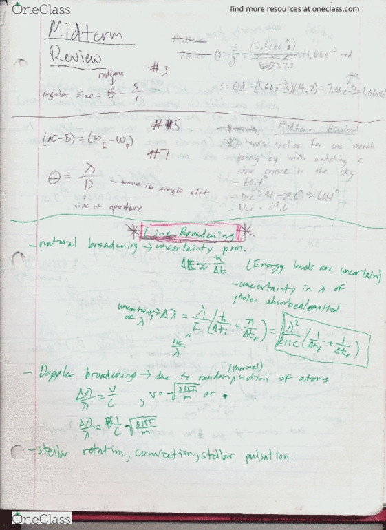 AST 3018 Midterm: Astrophysics of Star & Light - OneClass