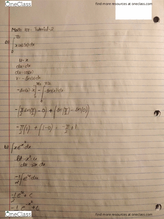 MATH 101 Quiz: Tutorial assignment 2 solutions - OneClass