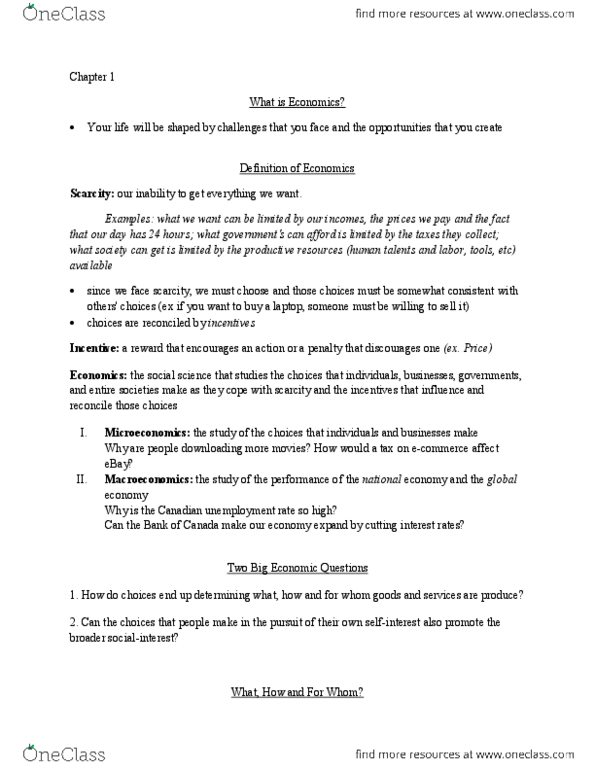 Econ 1050 Midterm Midterm Chapter Summariespdf Oneclass