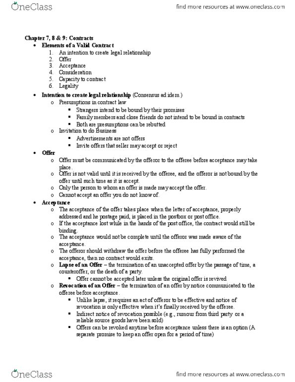 ADMS 2610 : ADMS 2610 Chapter Summary.doc - OneClass ADMS 2610 : ADMS 2610 Chapter Summary.doc - OneClass