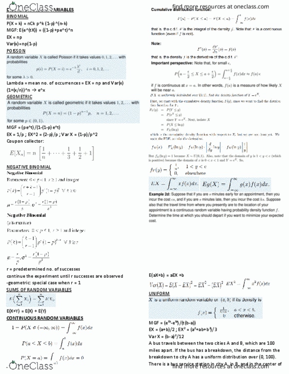 STOR 435 Study Guide - Fall 2017, Final - Continuity Correction