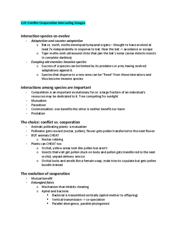 BIOL 336 Final: 336 FINAL - OneClass