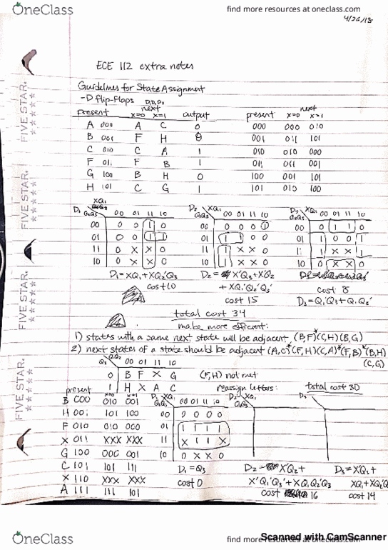 Ece 112 Lecture 23 Guidelines For State Assignment And One Hot Design Oneclass