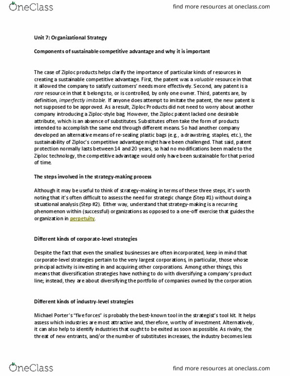 ADMN 232 Final: Unit 7 - OneClass