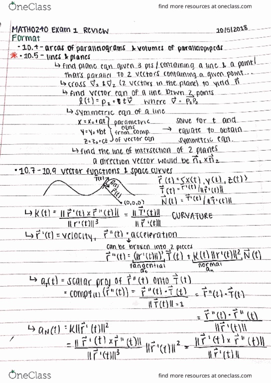 MATH 0240 Midterm: Exam 1 Format Notes - OneClass MATH 0240 Midterm: Exam 1 Format Notes - OneClass