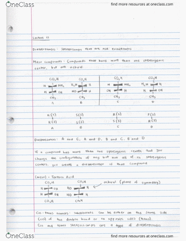Class Notes For Chem 260 At University Of British Columbia Ubc