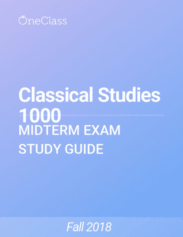 Classical Studies 1000 Study Guide - 2018, Comprehensive Midterm Notes ...