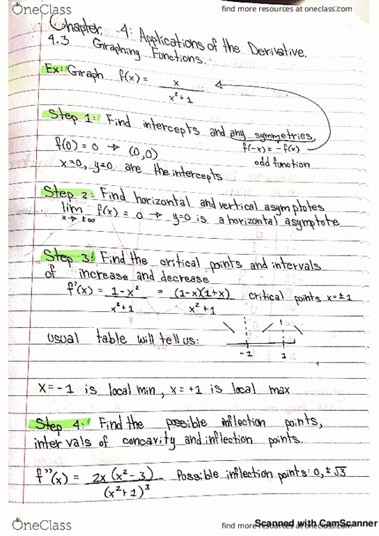 MATH 1280 Lecture 8: Chapter 4: Applications of the Derivative, 4.3 ...
