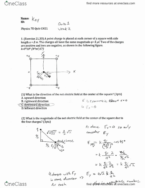 PHYSICS 7D Quiz: PHYSICS7D Quiz 1 2017 Spring Solution - OneClass