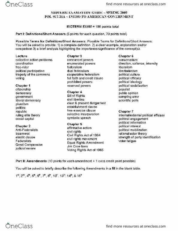 POL SCI 21A Midterm: POLSCI21A Midterm 2009 Spring with Solutions ... POL SCI 21A Midterm: POLSCI21A Midterm 2009 Spring with Solutions ...