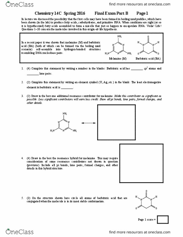 CHEM 14C Study Guide - Fall 2018, Final - Boiling Point, Mass Spectrum ...