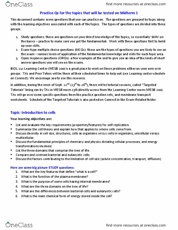 BIOL 112 Study Guide - Fall 2018, Midterm - Membrane Transport Protein ... BIOL 112 Study Guide - Fall 2018, Midterm - Membrane Transport Protein ...