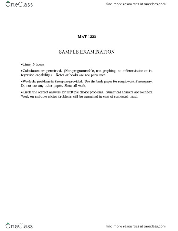MAT 1322 Study Guide - Fall 2018, Final - Tangent Space, Directional ... MAT 1322 Study Guide - Fall 2018, Final - Tangent Space, Directional ...