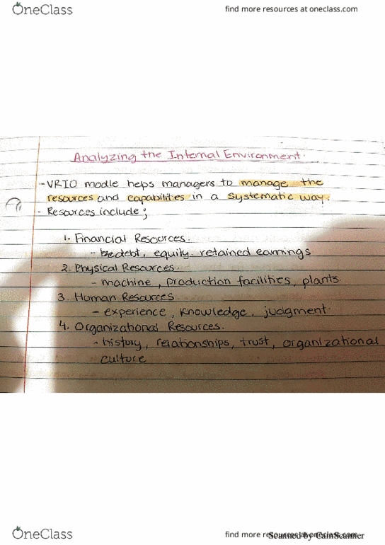 ADMS 1000 Lecture 8: VRIO Model - OneClass ADMS 1000 Lecture 8: VRIO Model - OneClass