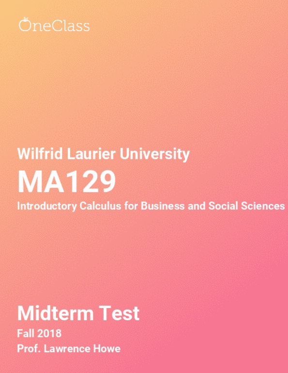 MA129 Study Guide - Fall 2018, Comprehensive Midterm Notes - - OneClass MA129 Study Guide - Fall 2018, Comprehensive Midterm Notes - - OneClass