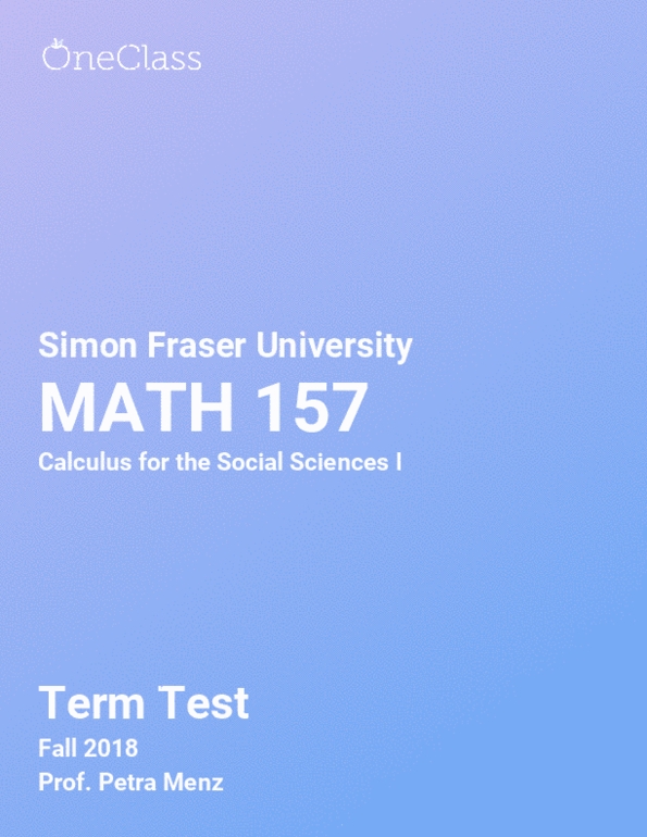 MATH 157 Study Guide - Fall 2018, Comprehensive Term Test Notes - Fish ...