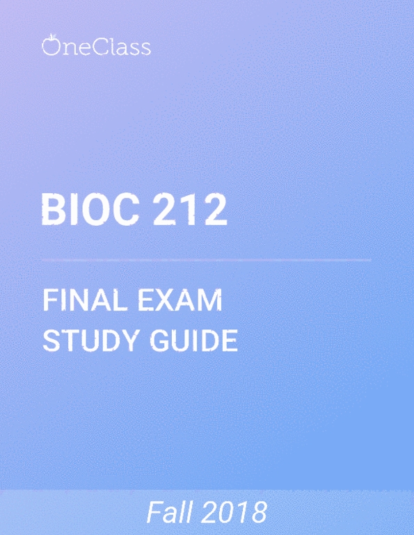 BIOC 212 Study Guide - Comprehensive Final Exam Guide - Protein ... BIOC 212 Study Guide - Comprehensive Final Exam Guide - Protein ...
