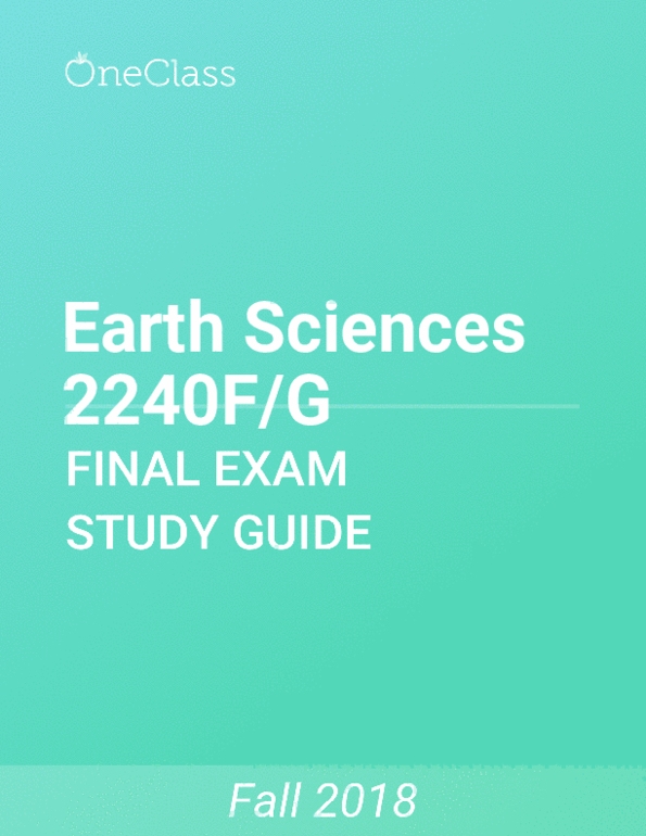 Earth Sciences 2240F/G Study Guide - Comprehensive Final Exam Guide ...