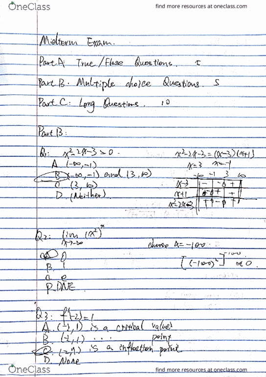 MATH 126 Final Part 1 final Exam For Fall Term Midterm Exam For Whole