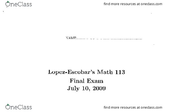 MATH 113 Study Guide - Fall 2018, Final - Solution Set MATH 113 Study Guide - Fall 2018, Final - Solution Set