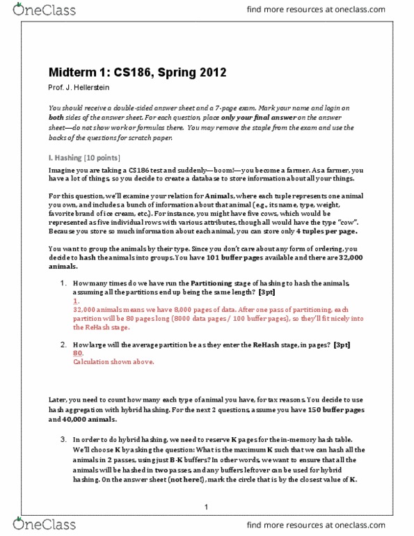 COMPSCI 186 Study Guide - Spring 2019, Midterm - Hash Table, Groupon, Tasmania