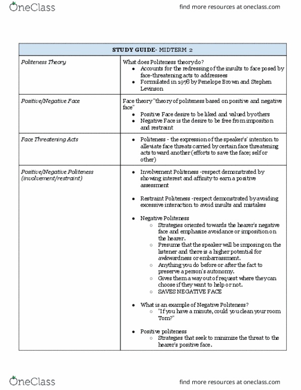 ANTH 120 Study Guide - Fall 2018, Midterm - Stephen Levinson ... ANTH 120 Study Guide - Fall 2018, Midterm - Stephen Levinson ...