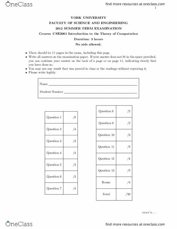 Eecs 2001 Final Eecs2001 2012 Final Exam Oneclass
