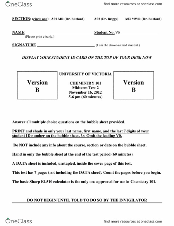 CHEM 101 Midterm: CHEM 101 Midterm2BFall2012ANSWERS - OneClass CHEM 101 Midterm: CHEM 101 Midterm2BFall2012ANSWERS - OneClass